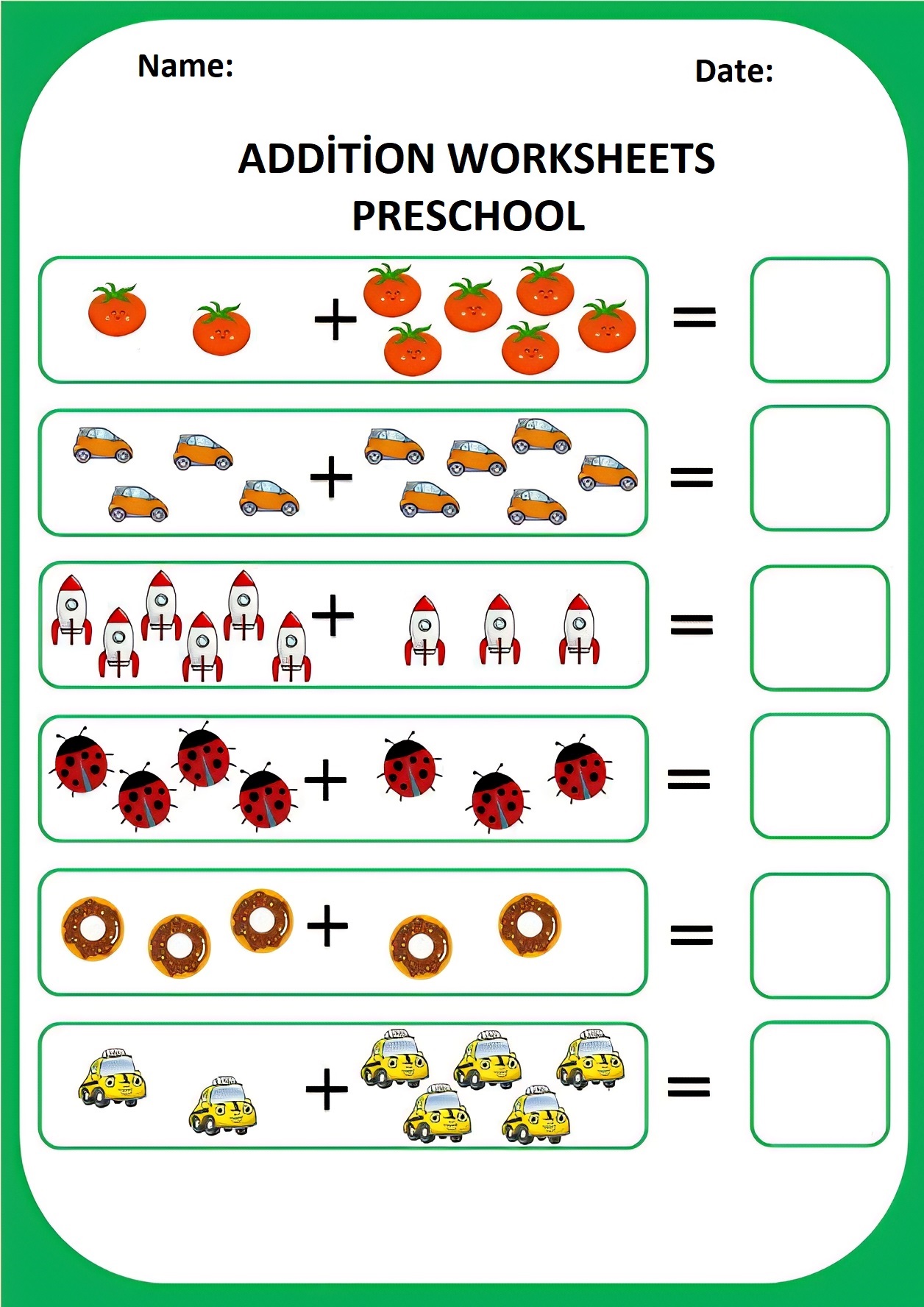 Preschool Addition Worksheets Activities Free Printebla - Preschool ...